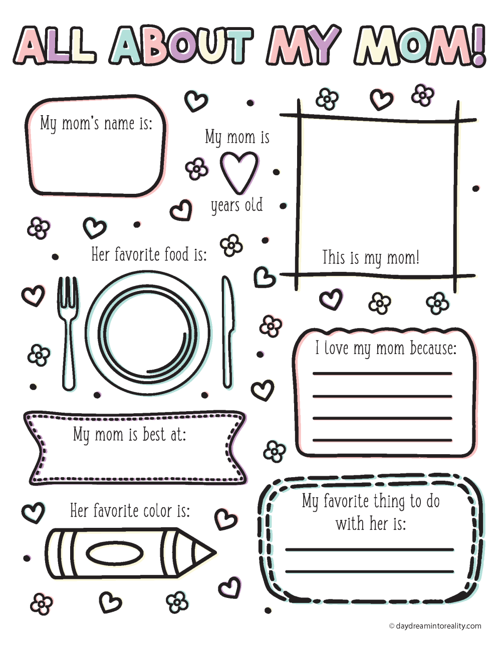 All About My Mom | Free PDF Printable! – Daydream Into Reality