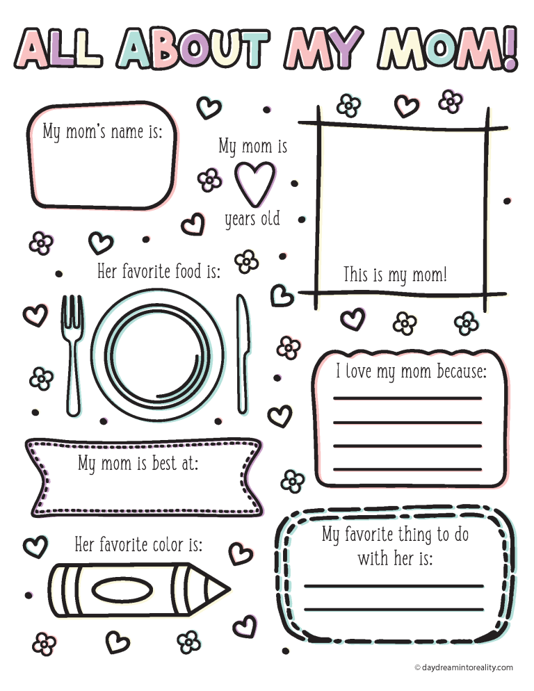 All About My Mom | Free PDF Printable! – Daydream Into Reality