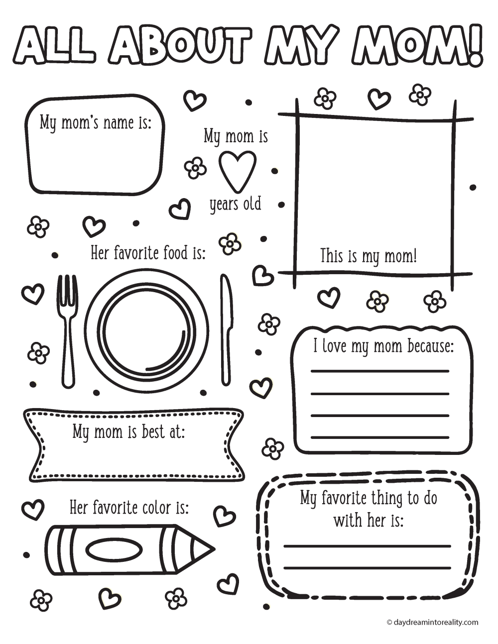 All About My Mom | Free PDF Printable! – Daydream Into Reality