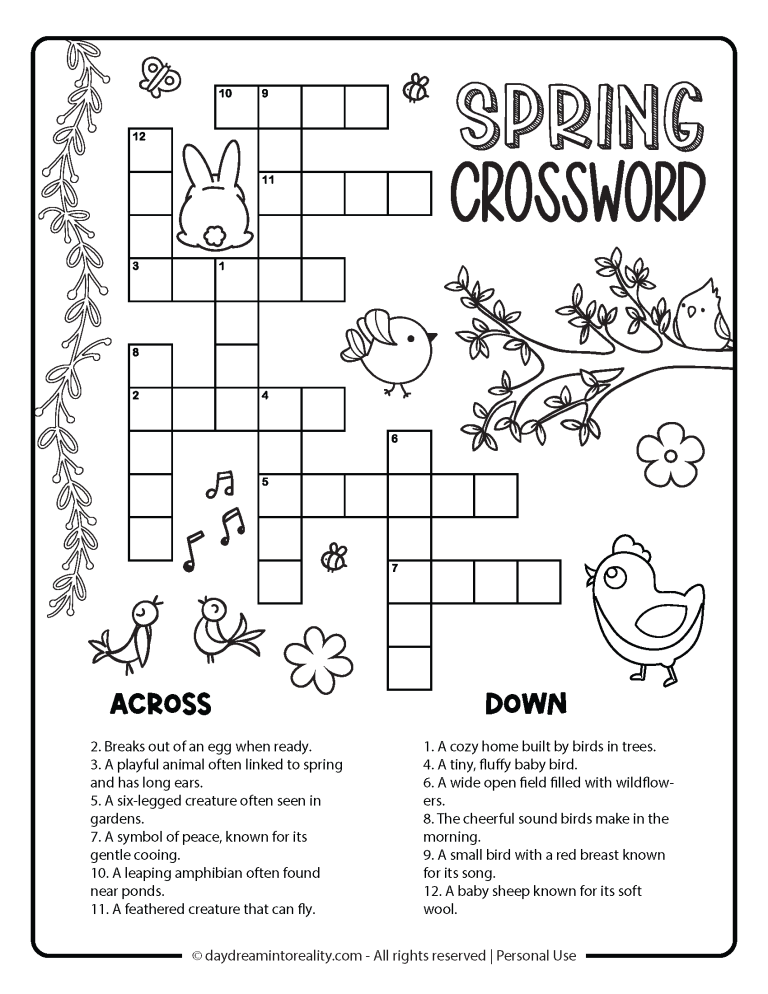 Spring Crossword Free PDF Printables | Easy, Medium, Hard, & Advanced ...