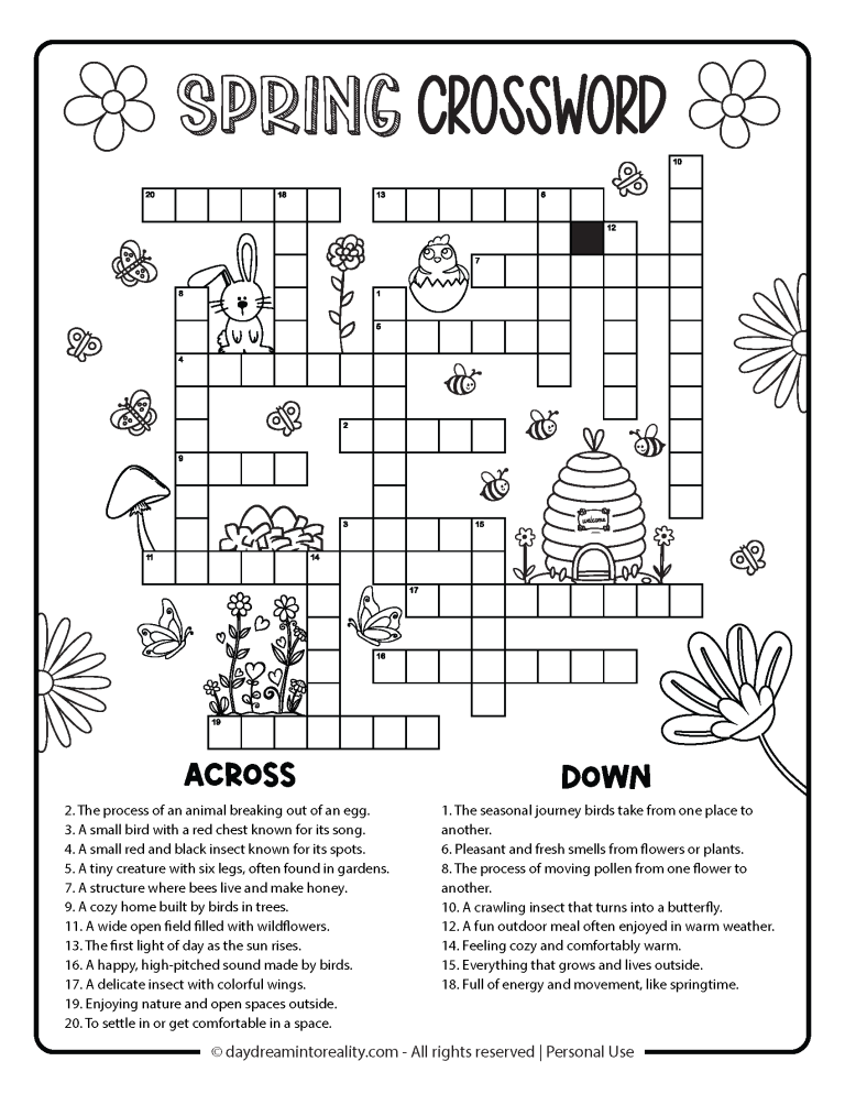 Spring Crossword Free PDF Printables | Easy, Medium, Hard, & Advanced ...