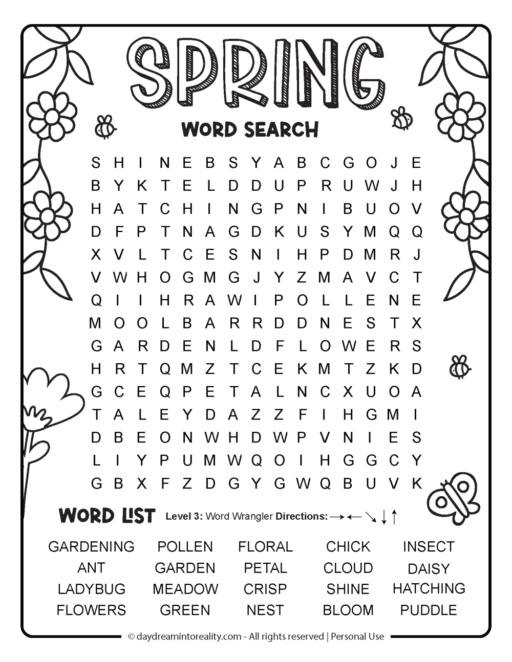 Spring Word Search Free PDF Printables | 6 Levels of Difficulty ...