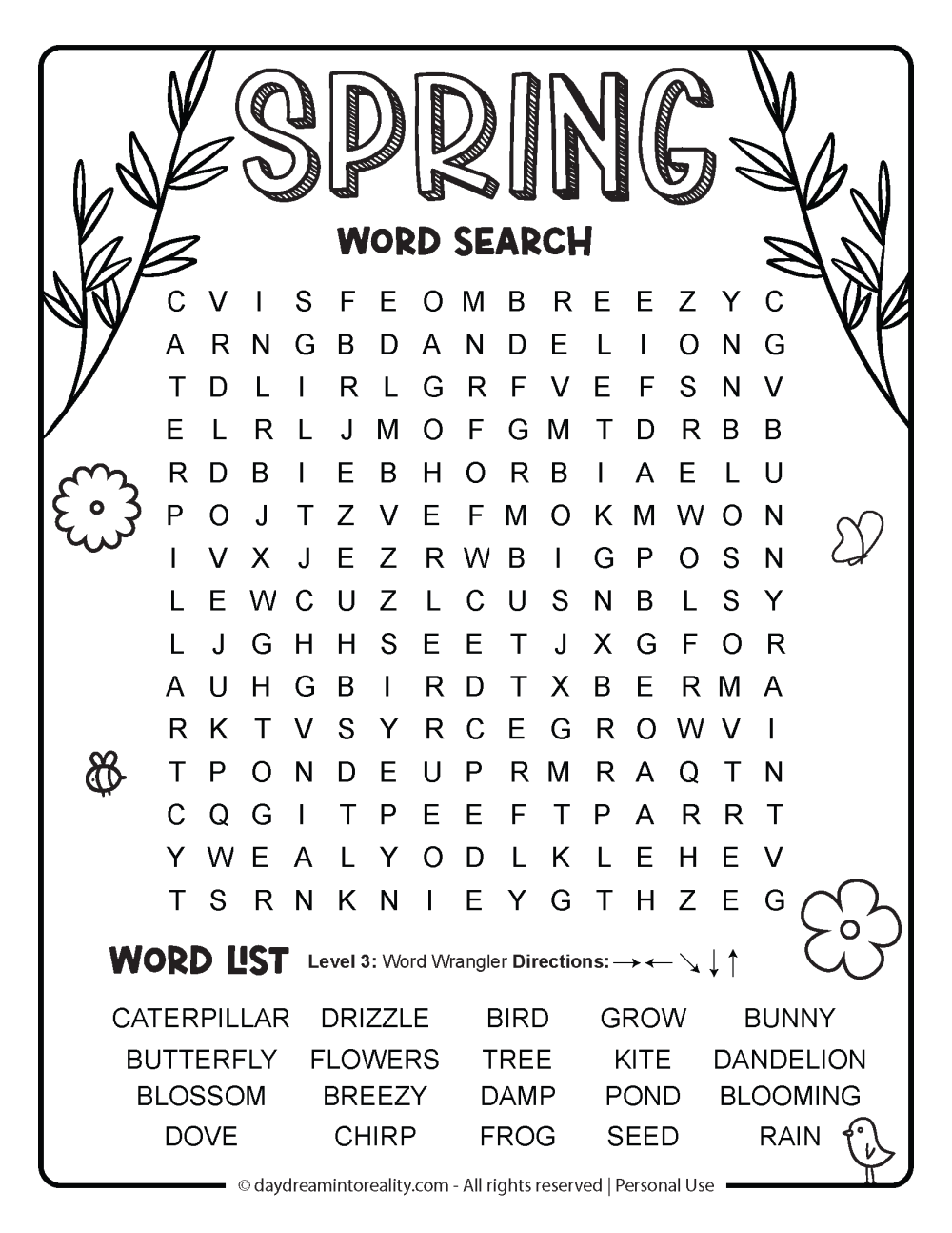 Spring Word Search Free PDF Printables | 6 Levels of Difficulty ...