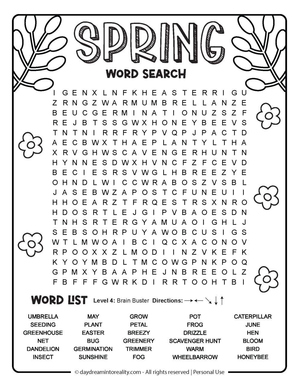 Spring Word Search Free PDF Printables | 6 Levels of Difficulty ...