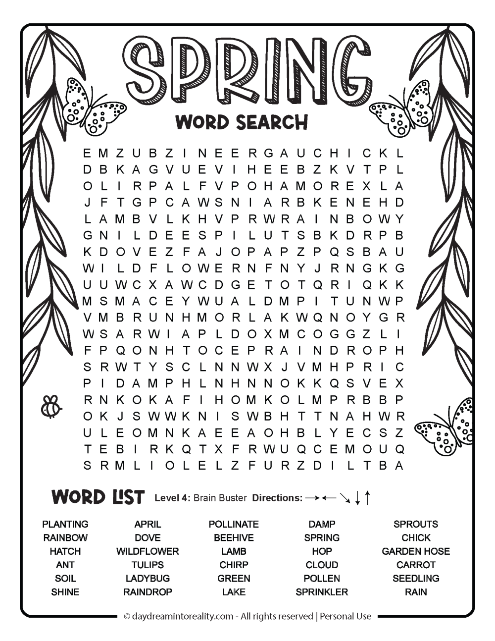 Spring Word Search Free PDF Printables | 6 Levels of Difficulty ...