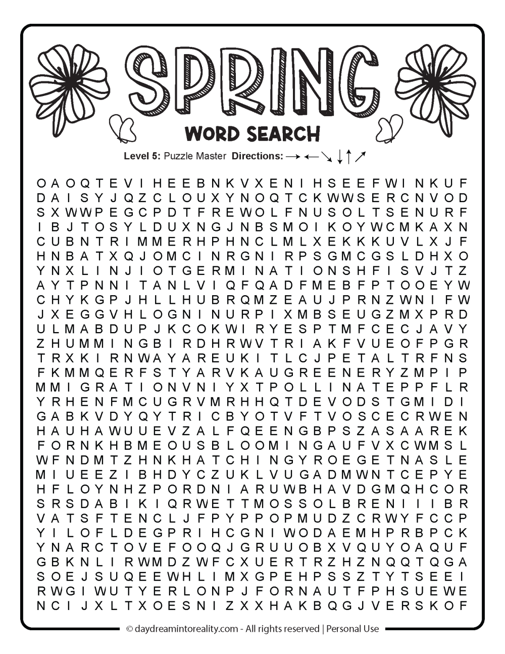 Spring Word Search Free PDF Printables | 6 Levels of Difficulty ...